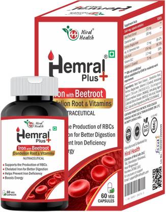 Hiral Health Hemral Plus Capsules |Support RBC Level & Iron Deficiency ...