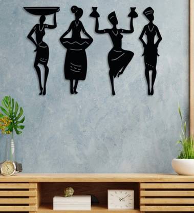Murli Creations Black Dancing Lady Wooden Wall Decor Price in India ...