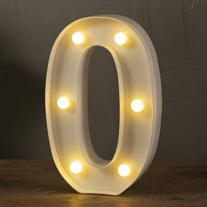 twisty villa LED marquee number 0/ZERO light sign for birthday ...