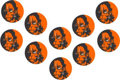 Sticker Daddy Vinyl Hanuman Sticker for Home/Office/Mandir/Car Orange ...