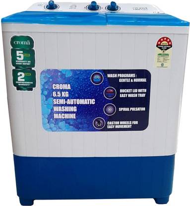 Croma 6.5 kg Semi Automatic Top Load Washing Machine Blue, White Price ...