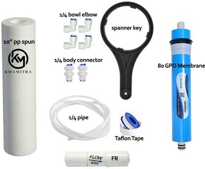 KHAMITRA 80 GPD membrane 10" pp spun FR 450 spanner pipe connector kit ...