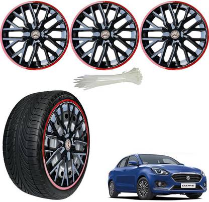 WolkomHome Wheel cap,Hub Cap Delta Black Red Ring ,Nylon Zip Tie ,4 pc ...