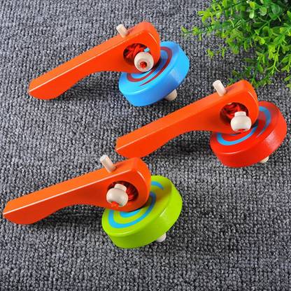 Johnnie Boy Classic Wooden Peg Top Spinning Gyro Launcher with Rope ...