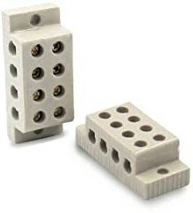 GLOBOMOTIVE 4 Way Porcelain Ceramics Terminal Blocks- 15 A 230 V High ...