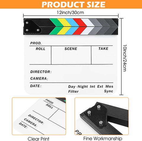 HASTHIP Clapper Board Stage Prop Acrylic Studio Camera Photography Film ...