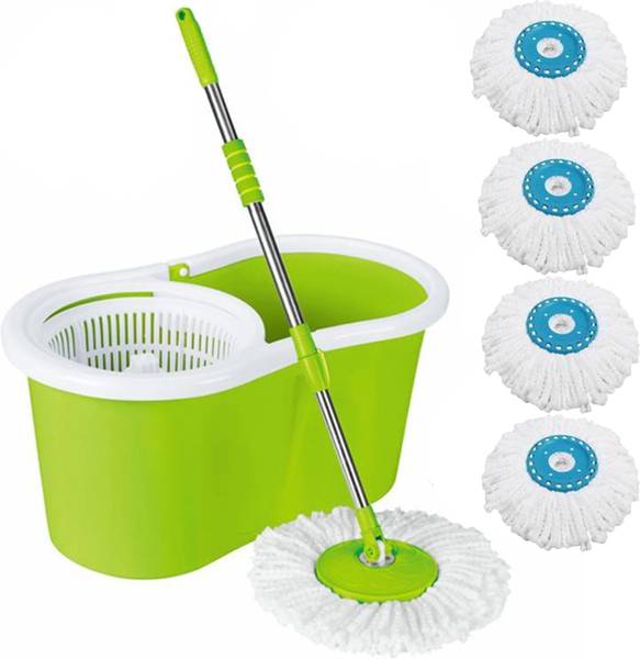 V-MOP Classic Magic Dry Bucket Mop - 360 Degree Self Spin Wringing Mop ...