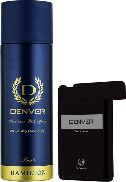 DENVER Pride Deo & Black Code Pocket Perfume Combo Deodorant Spray ...