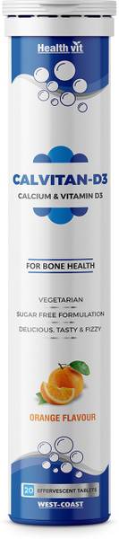 HealthVit Calvitan-D3 Calcium 500mg & Vitamin D3 - 20 Effervescent ...