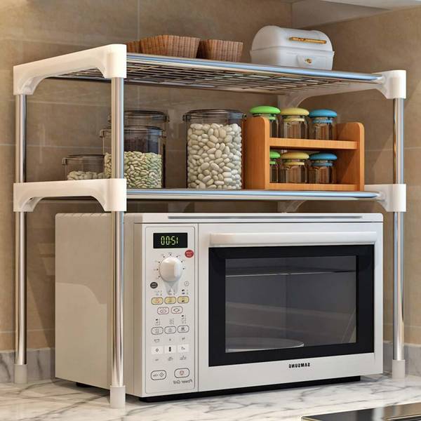 STUNNER Stainless Steel Space Saver Double Layer Microwave Oven Stand ...