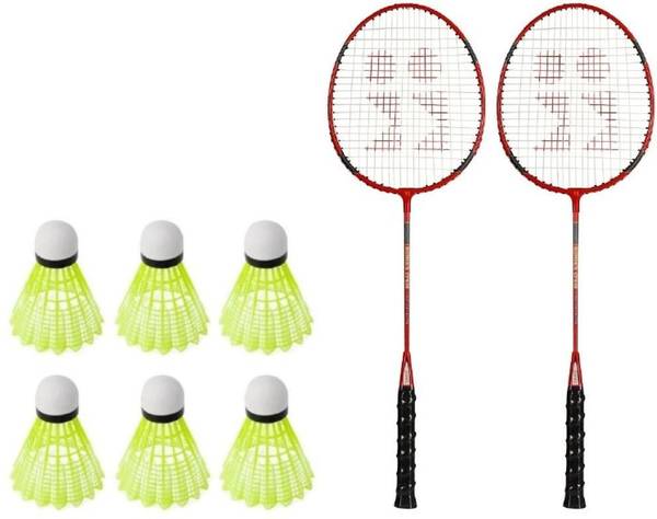 Sports Era Badminton Racquet Set Of 2 Piece With 6 Piece Nylon Shuttle ...