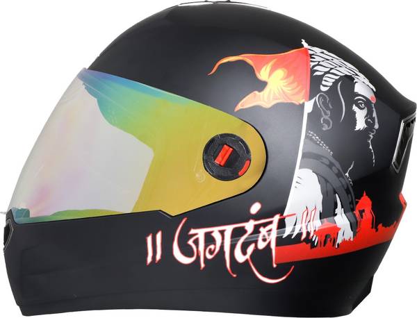 Steelbird SBA-1 Jagdamb Full Face Graphics Helmet, ISI Certified Helmet ...