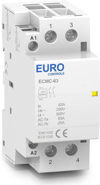 EURO Modular Power Contactor ECMC-63-2NO 63 Amps Volts 220 AC 2 Pole 2 ...