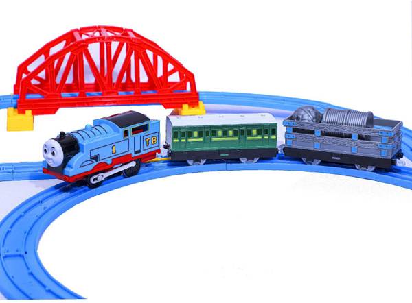 Kiditos Electric Engine Train Track Set Toy - Coach, Cart & Bridge ...