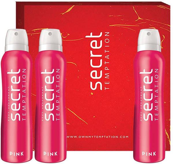 secret temptation Gift Box with Pink Deodorant, Pack of 3 (1… | Price ...