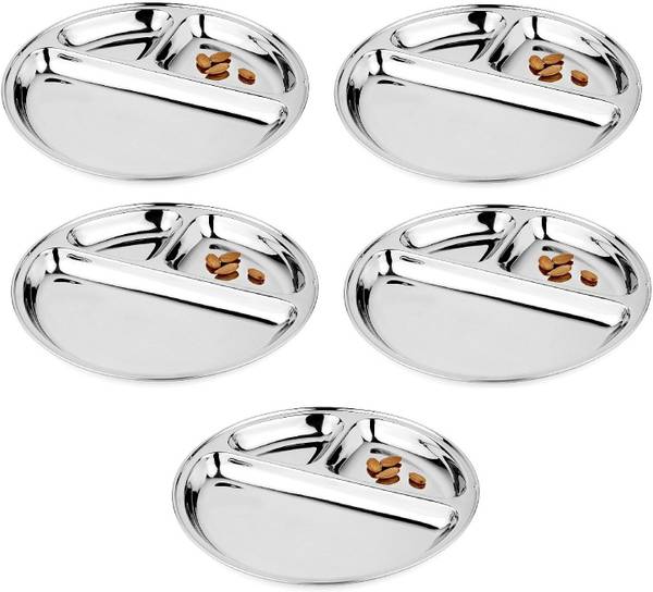 Kanshita's Rasoiware Stainless Steel 5 Partition Round Thali/Lunch ...