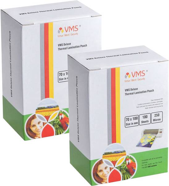 VMS Deluxe Thermal Lamination Pouch 70x100mm 250 Micron - Pack of 2 ...