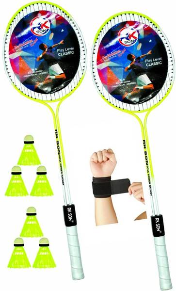 rk son Max Badminton Set Of 2 Piece Racquet with 6 Piece Plastic ...