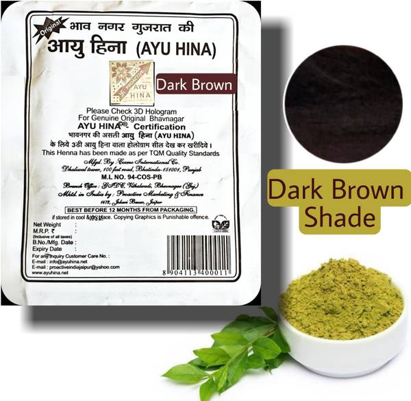 Ayu Hina Dark Brown, (Pack of 5) Original Bhavnagar Heena , dark brown ...