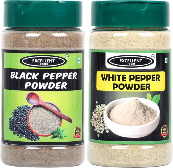 Excellent Foods Black Pepper Powder + White Pepper Powder ( Sprinkler ...