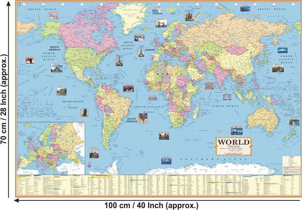 WORLD POLITICAL MAP | Map Size (40 inch X 28 inch) World English Maps ...