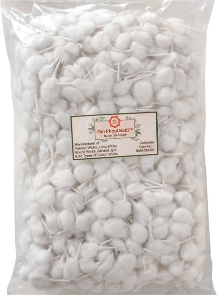 Om Phool Batti Round Batti for Pooja Aarti Pack of 1000 Pcs in White ...