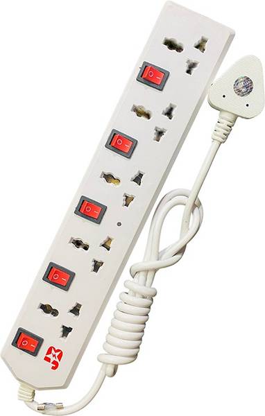 JB Power Five Sockets With Five Individual Rockers Switches & 2 Yard (1.83 Meter) Heavy Duty ...