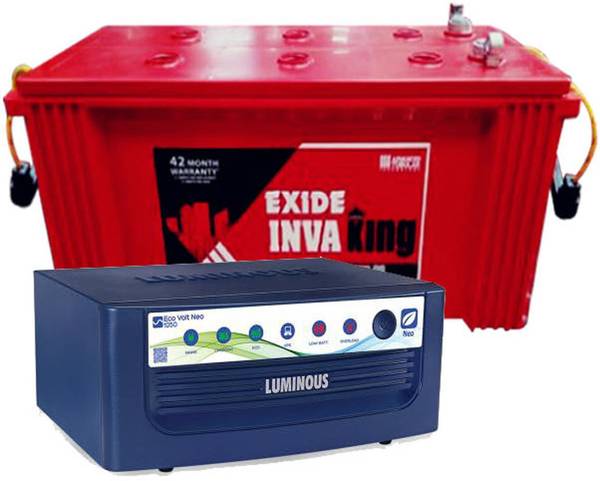 EXIDE IKST 1350 +Luminous Eco Watt Neo 1050 Tubular Inverter Battery ...