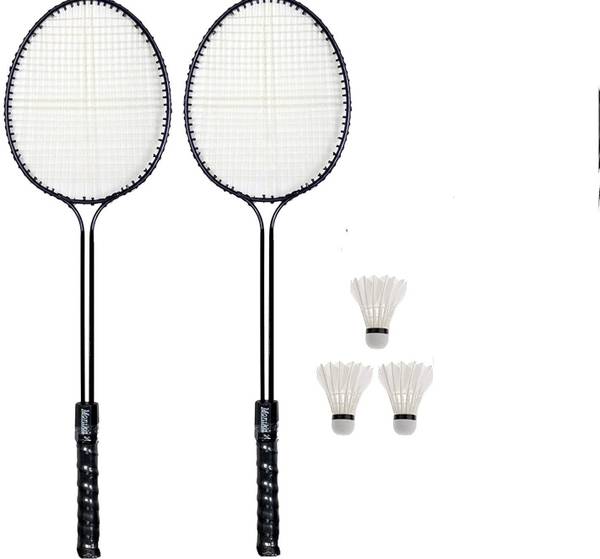 pargati 2 Double Shaft Badminton Racquet + 3 Pc Feather Shuttle + 1 ...