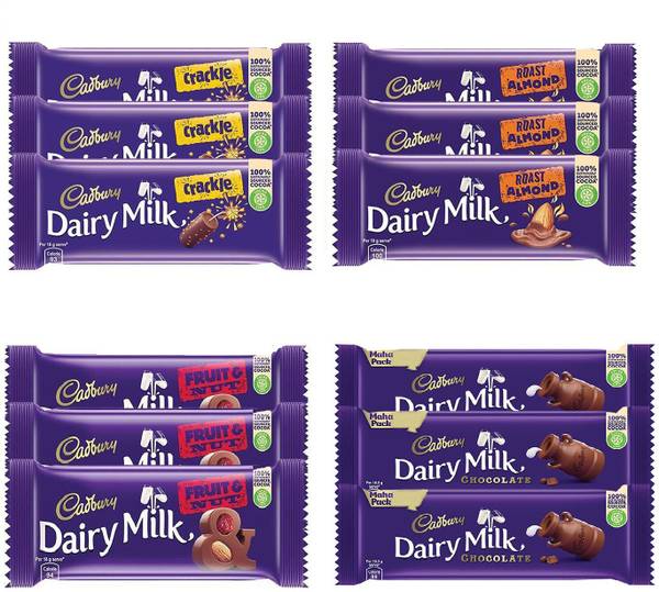 Cadbury Fruit and Nut + Roast Almond + Dairy Milk Maha Pack + Crackle ...
