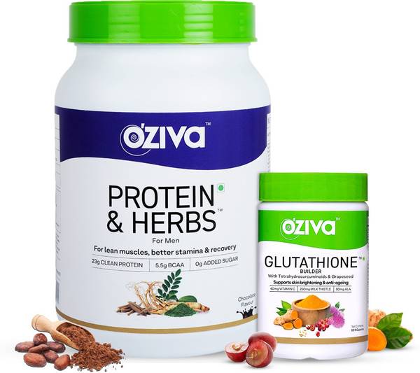 OZiva Protein & Herbs, Men, 1kg Chocolate & Glutathione Builder - Price ...