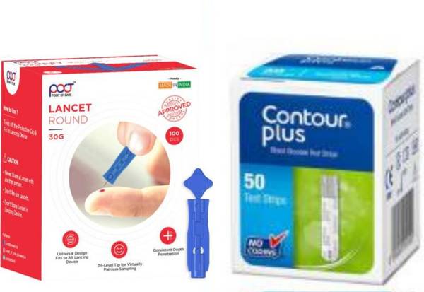 CONTOUR PLUS glucometer strips 50 + 100 Lancet 50 Glucometer Strips ...