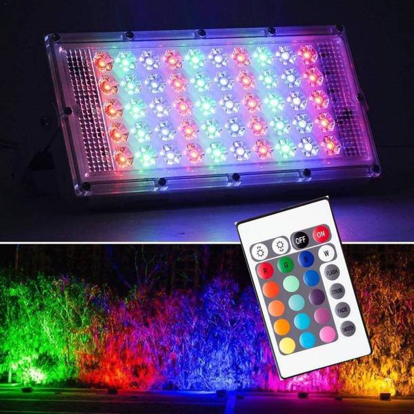 Hiru Party Light - 50W RGB LED Brick Light Remote IP65 LED Flood Light ...