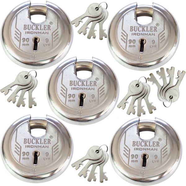 BUCKLER Iron-Steel 90MM, 9 Levers with 4 Keys,Go-Down,Main Gate,Main ...