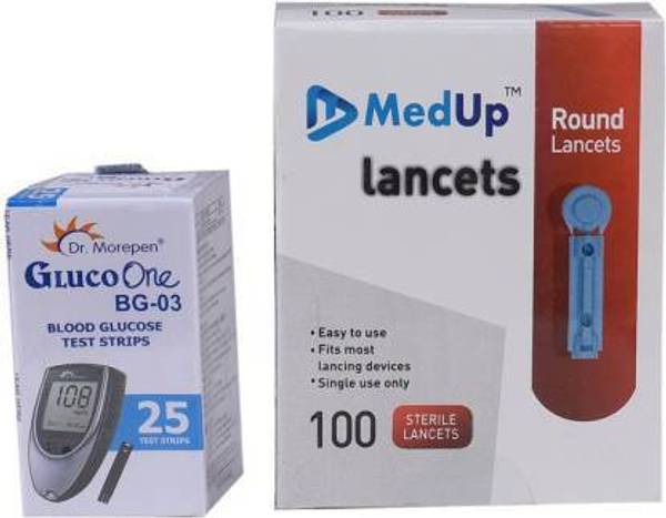Dr. Morepen 100 ROUND LANCET 25 Glucometer Strips - Price History