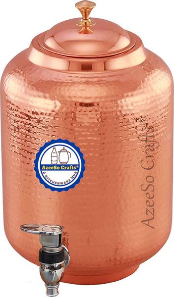 AzeeSo Crafts 8 Litre Hammered Copper Water Dispenser Matka Pot ... AzeeSo Crafts 8 Litre Hammered Copper Water Dispenser Matka Pot ...