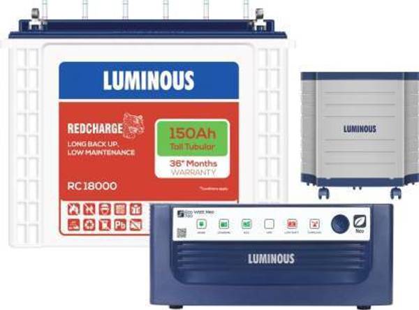 LUMINOUS Eco Watt Neo 700 Inverter With TX100L Trolley With Red Charge ...