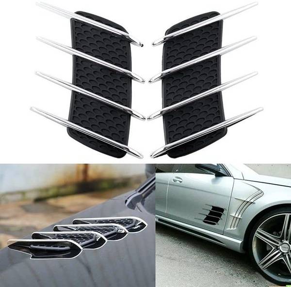 AutoBizarre Air Flow Duct Stickers with 4 Chrome and Flexible Silicone ...