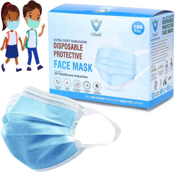7SHIELD Kids Size CE and ISO Certified mask with Extra soft Fabric ear ...