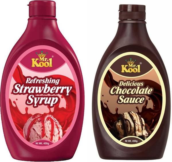 Mr.Kool Refreshing Strawberry Syrup 450gm and Chocolate Syrup 450gm ...