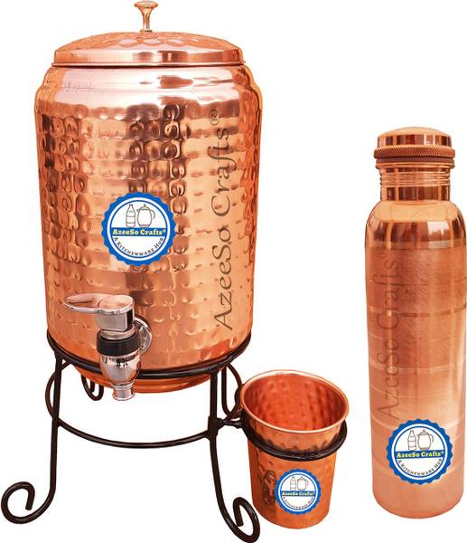 AzeeSo Crafts 5 Liter Hammered Copper Water Dispenser Pot Container ...