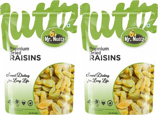 Mr.Nuttz Premium Seedless Green Raisin Kishmish 1kg - Raisins - Price ...
