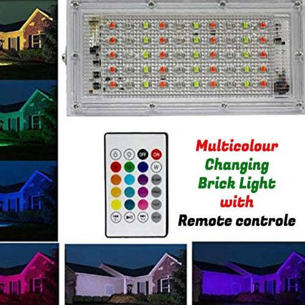 Hiru Home Party Light - 50W RGB LED Brick Light Remote IP65 LED Flood ...