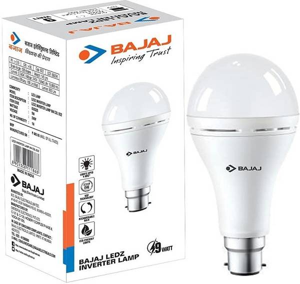 BAJAJ 9W B22 WHITE EMERGENCY LED BULB PACK OF-01 8 hrs Bulb Emergency ...