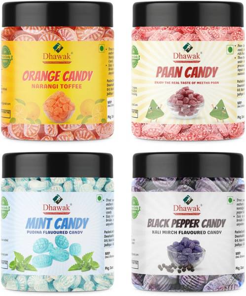 Dhawak Combo of Candies Orange, Black, Paan, & Mint Candy 300 gms Each ...