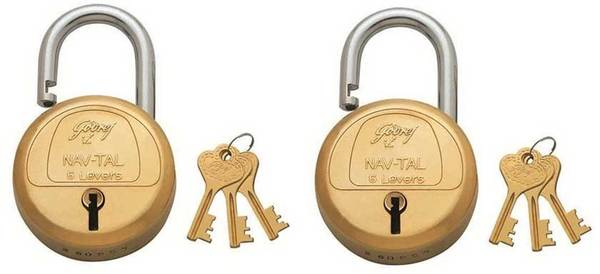 Godrej NAVTAL BRASS 6 LEVERS PACK OF 2 Padlock - Price History