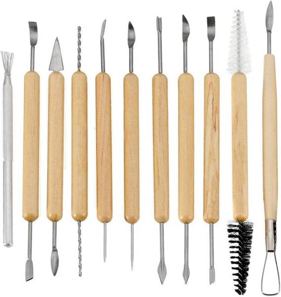 Pehrovin Set of 11 Wooden Clay Tools For Pottery, Soap/plaster/clay sculpting, carving, - Price ...