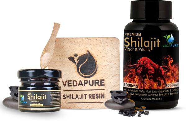 Vedapure Shilajit| Shilajit Resin with Premium Shilajit 30 Capsules Free - Price History