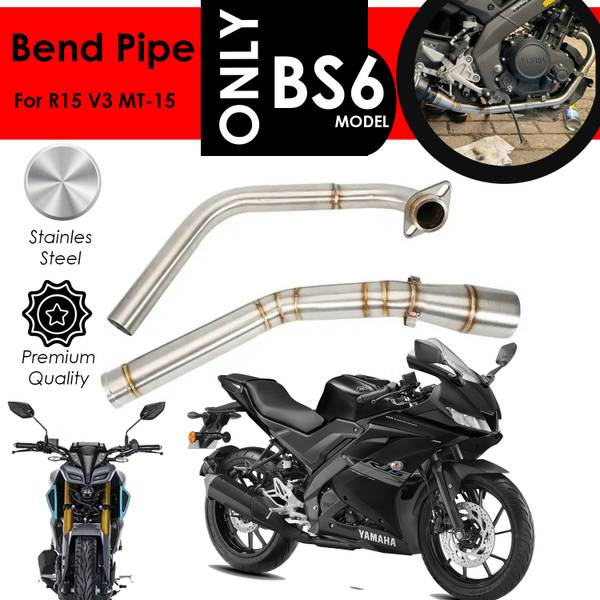 Otoroys R15V3 and MT15 BS6 Models Bend Pipe Yamaha R15 Slip-on Exhaust ...