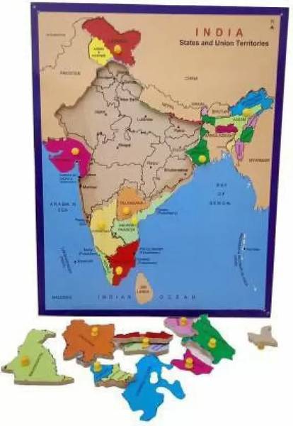 Cyrus BEST PRICE Wooden Educational Learning India Map Puzzle Board for ...